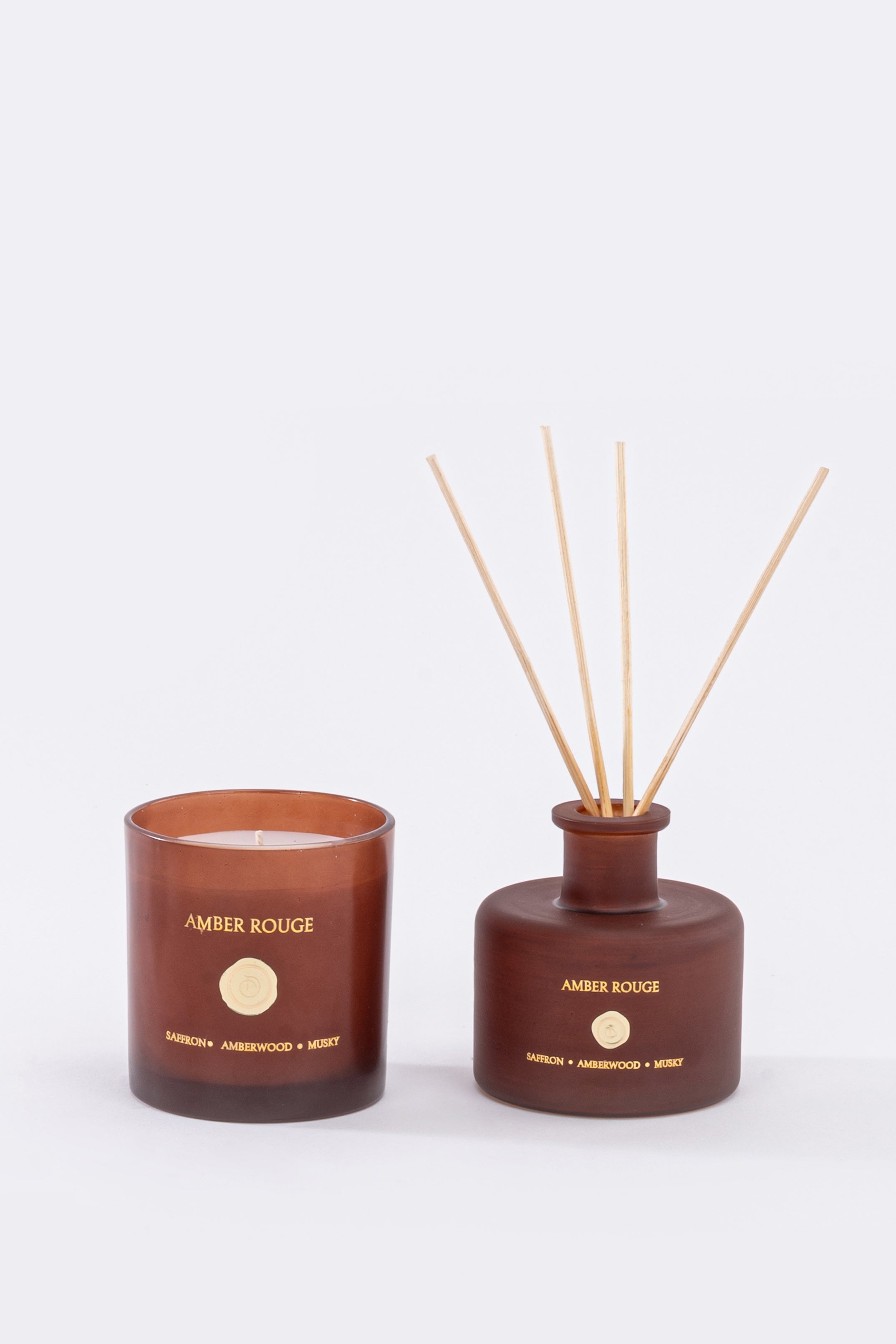 Amber Rouge Set of 2 | Matt Amber | Scented Candle & Diffuser | Saffro – Doft Candles